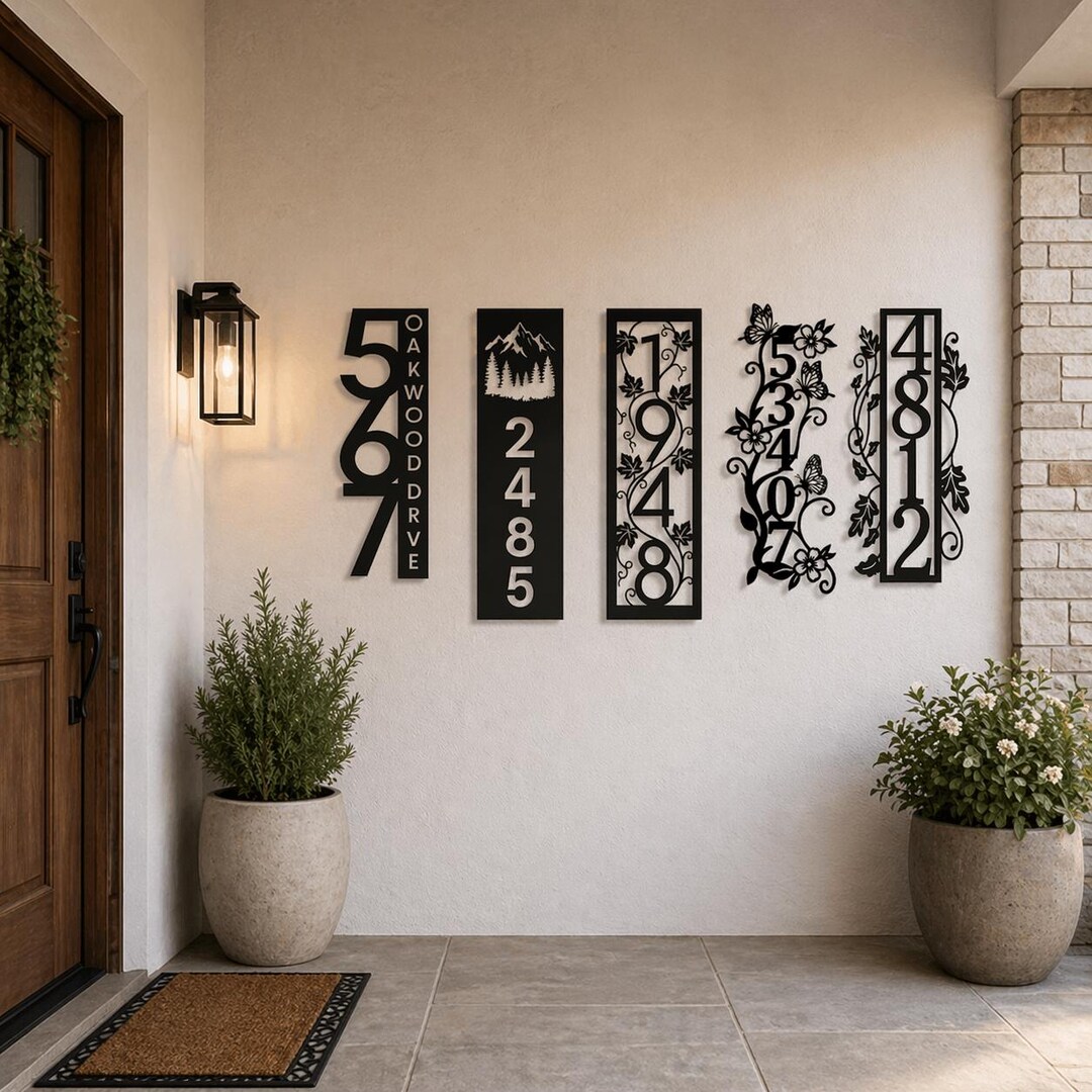 Personalized Vertical Address Sign, Metal House Number Plaque, Custom ...