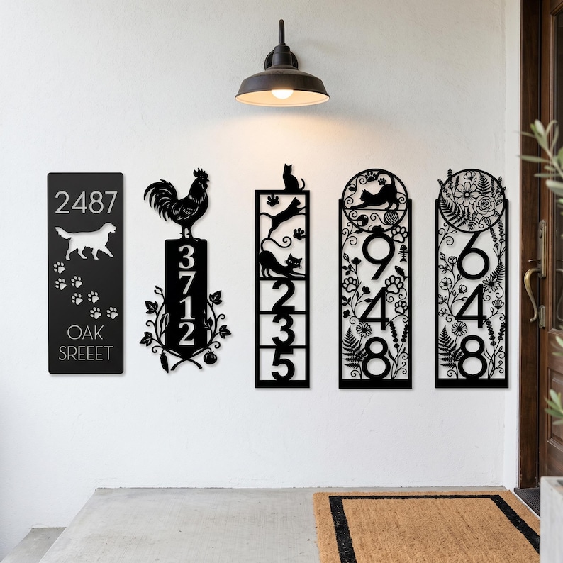 Personalized Vertical Address Sign, Metal House Number Plaque, Custom ...