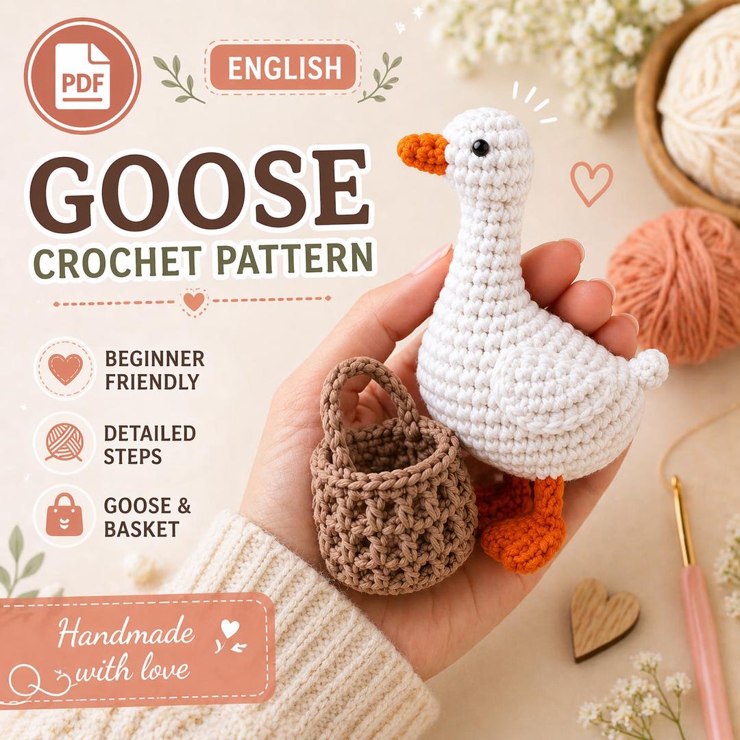 Crochet Goose With Basket Pattern | Amigurumi PDF Tutorial | Cute ...