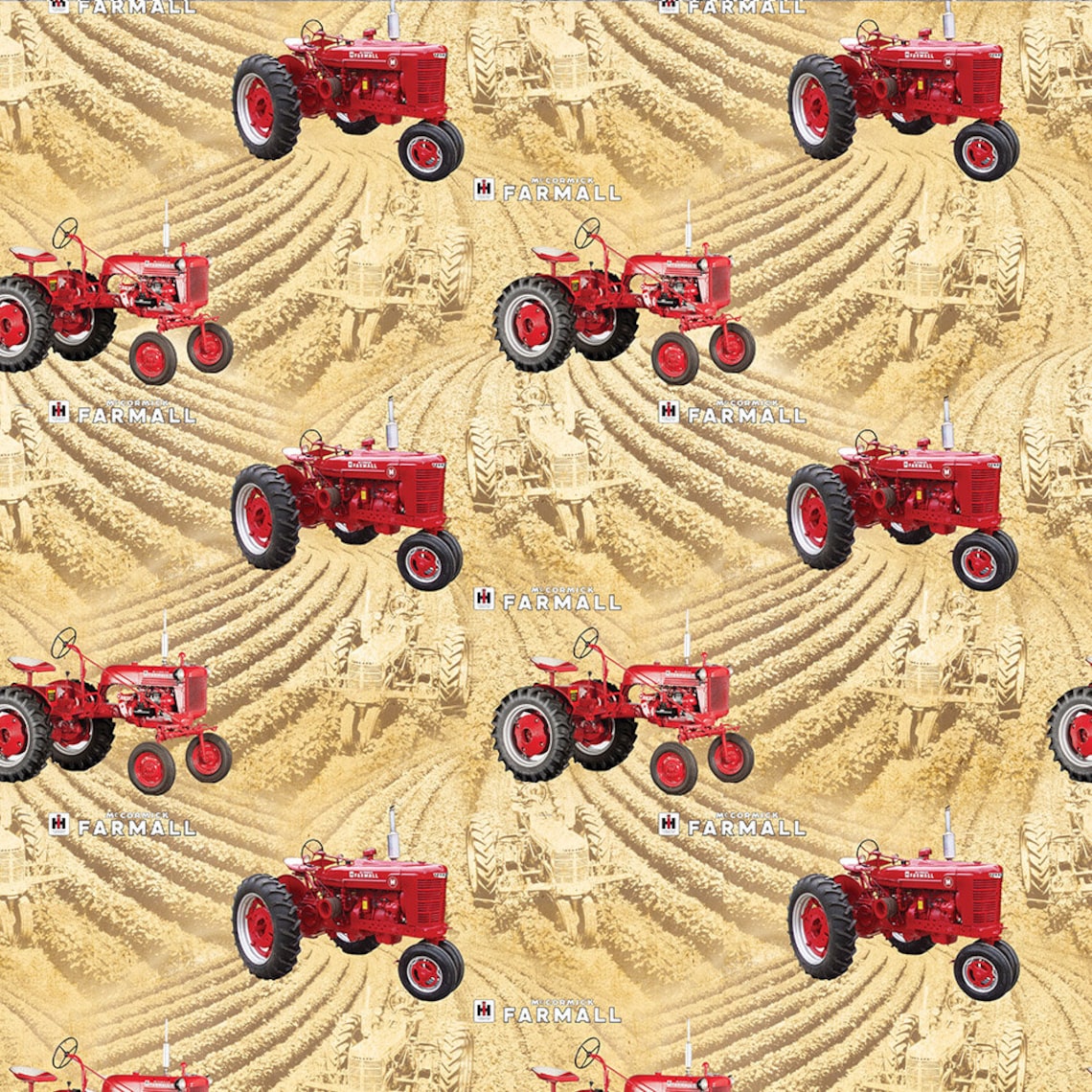 Farmall and IH Tractor Fabric Tractors on a Tan Background | Etsy