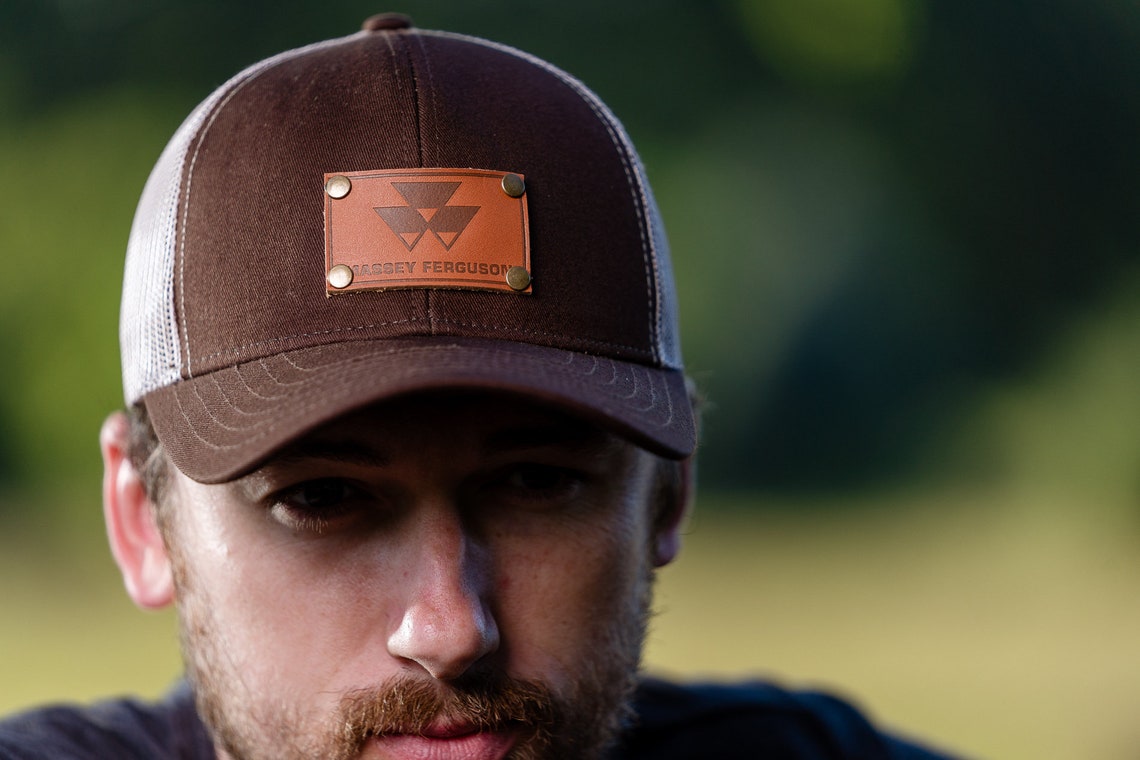 Massey Ferguson Logo Hat Leather Emblem Brown Mesh - Etsy