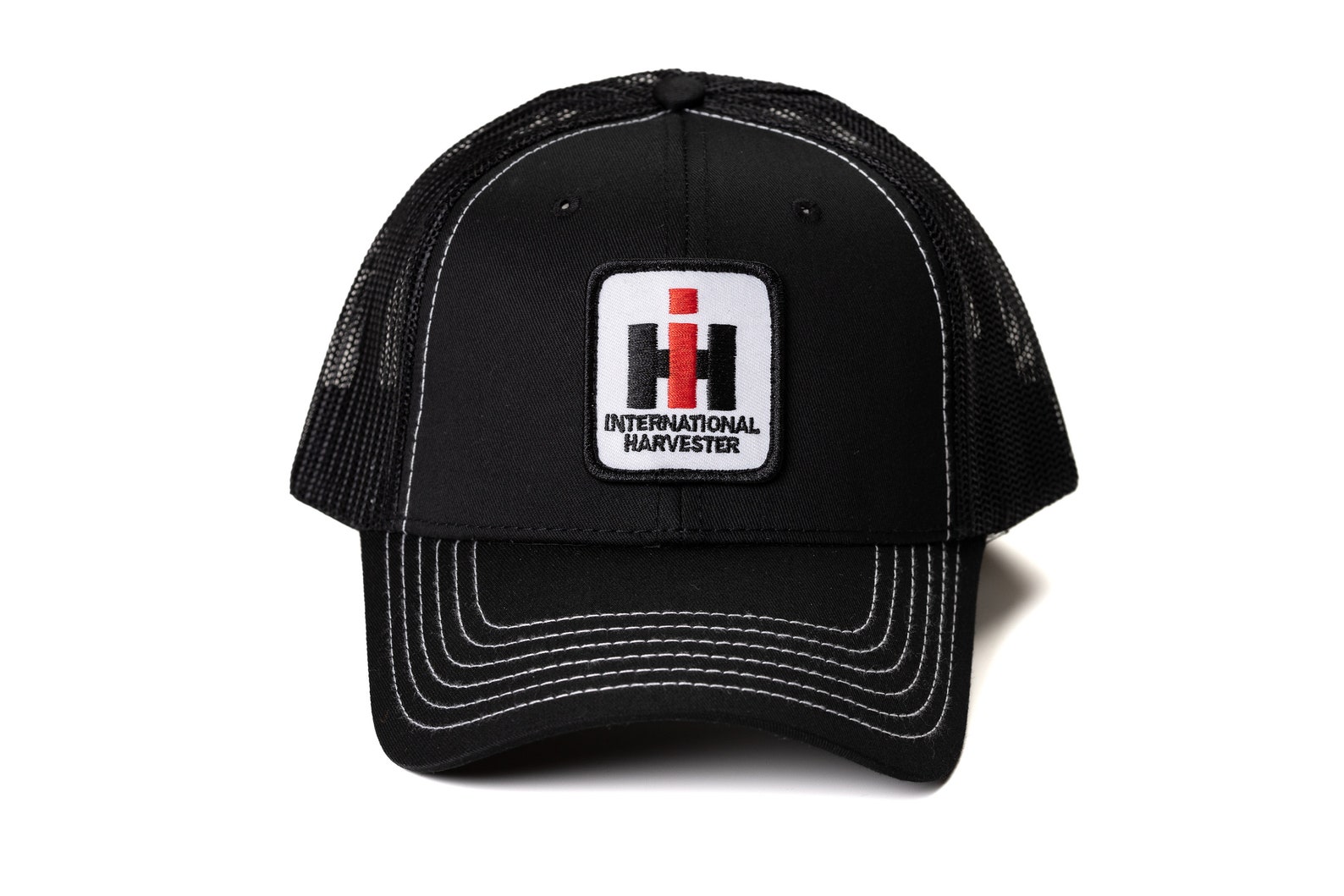 International Harvester IH Logo Hat, Black Mesh With White Accent ...