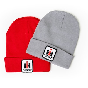 International Harvester IH Logo Knit Toboggan Hat, Choose Red or Gray ...