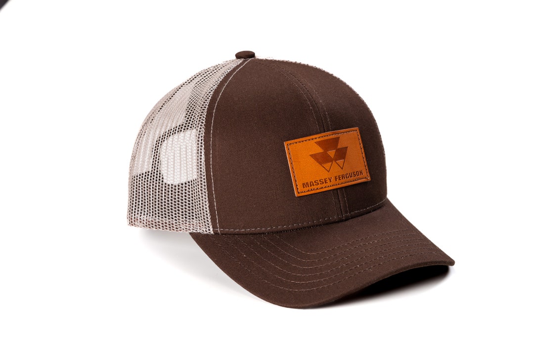 Massey Ferguson Logo Hat, Leather Emblem, Brown Mesh - Etsy