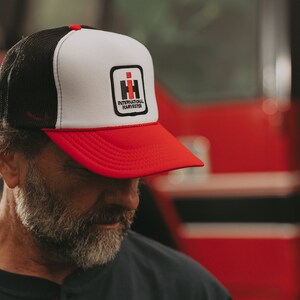 International Harvester IH Logo Hat, White Foam Front With Red Brim and ...