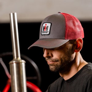 International Harvester IH Logo Hat, Charcoal Gray With Red Mesh Back ...