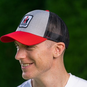 International Harvester IH Logo Hat, Heather Gray With Red Brim and ...