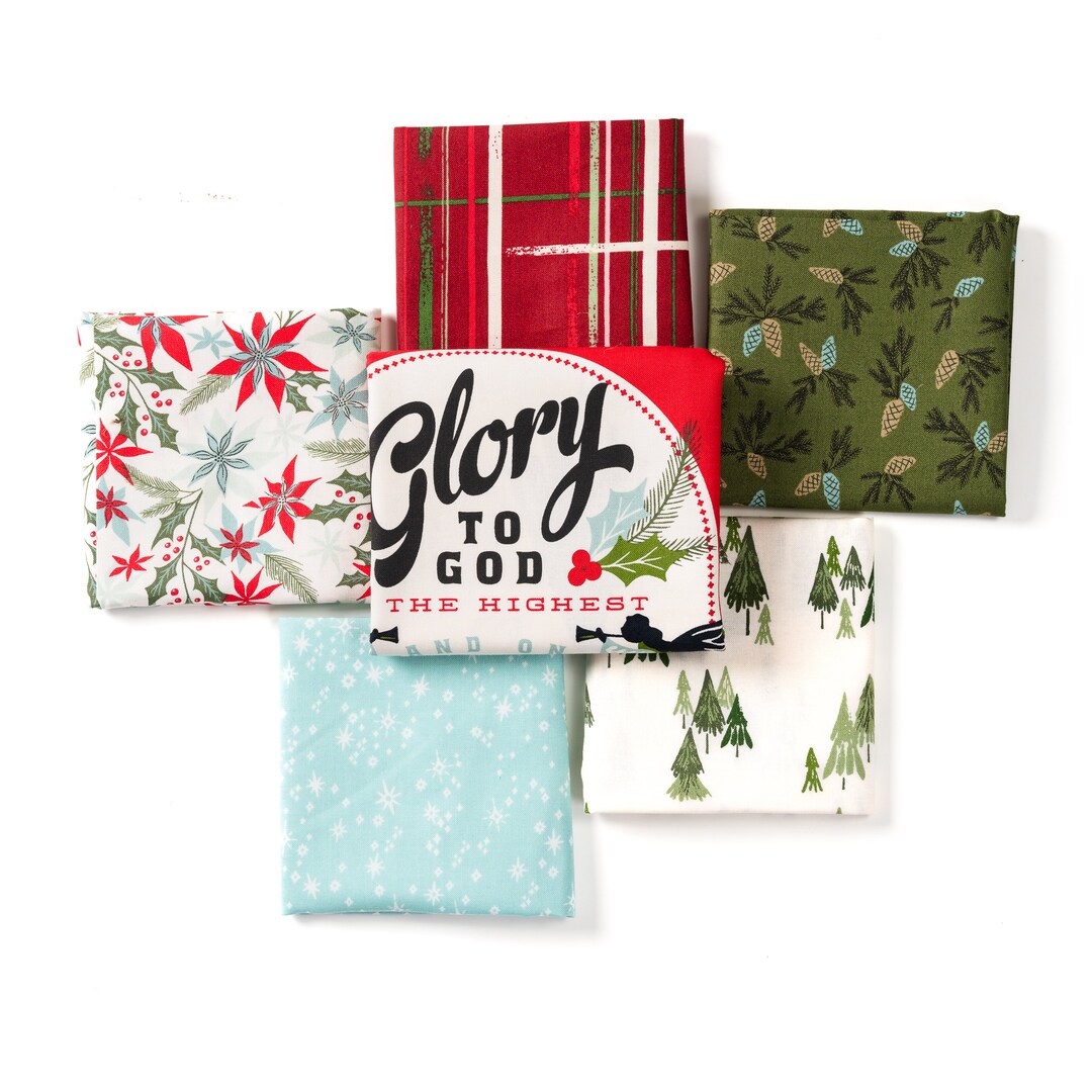 Christmas Hymns Carols Fabric Bundle, Panel and Fat Quarters, Moda Good ...