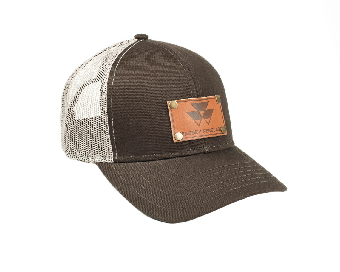 Massey Ferguson Logo Hat Leather Emblem Brown Mesh - Etsy