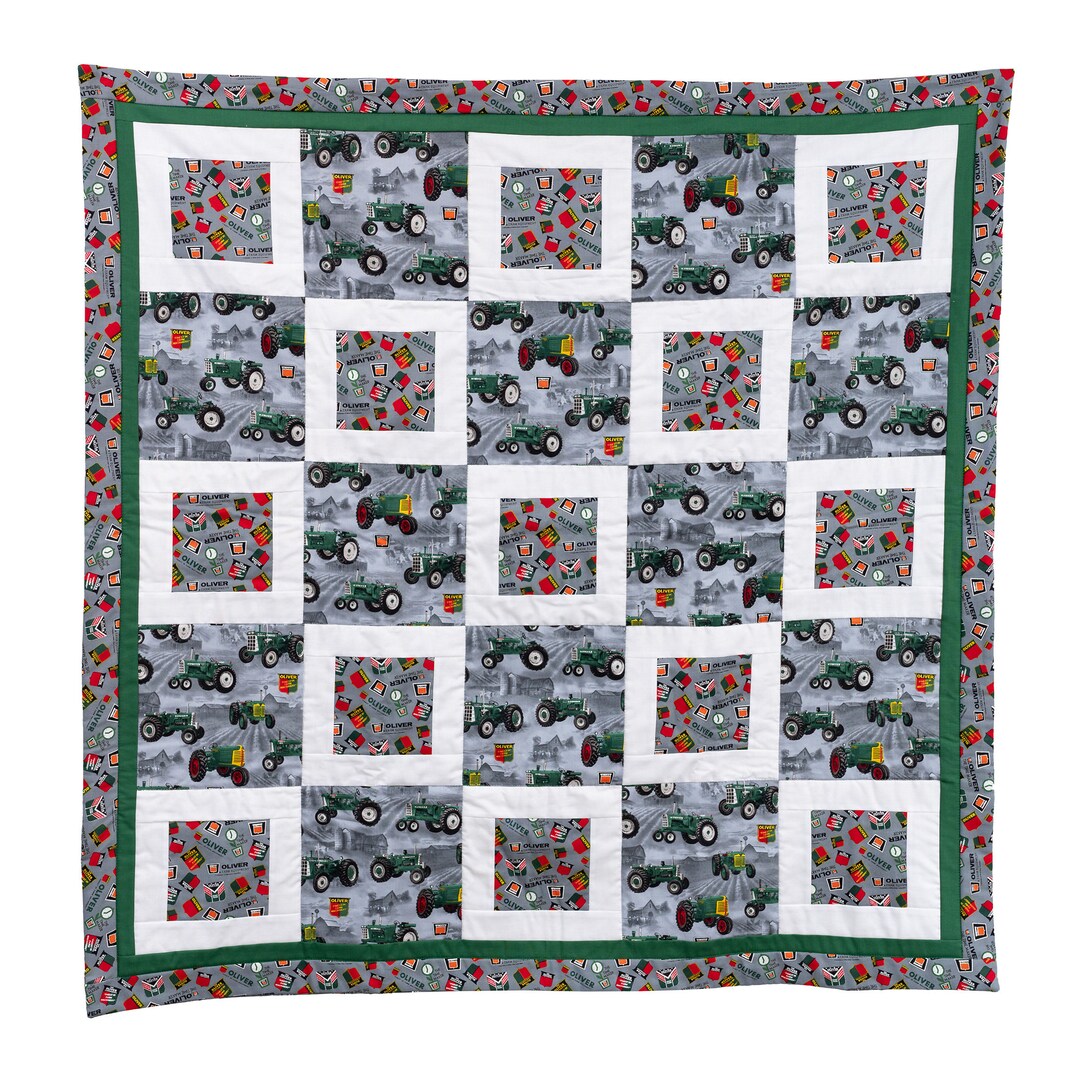 Oliver Tractor Baby Quilt, Gray - Etsy