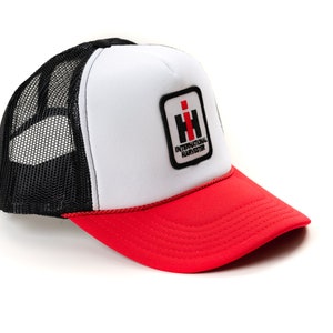 International Harvester IH Logo Hat, White Foam Front With Red Brim and ...