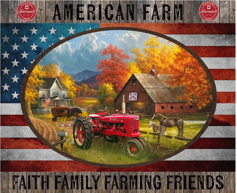 Farmall IH Tractor Fabric, Patriotic Panel - Etsy
