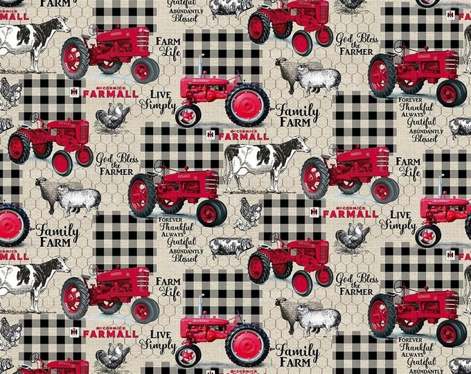 Farmall and IH Tractor Fabric, Gingham/burlap Tractor All-over Print - Etsy