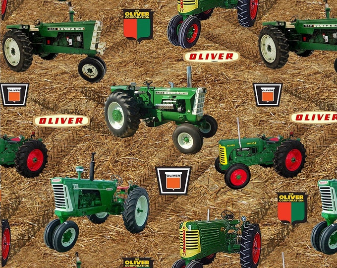 Oliver Tractors and Logo Fabric, Tan, Sold by the Yard - Etsy