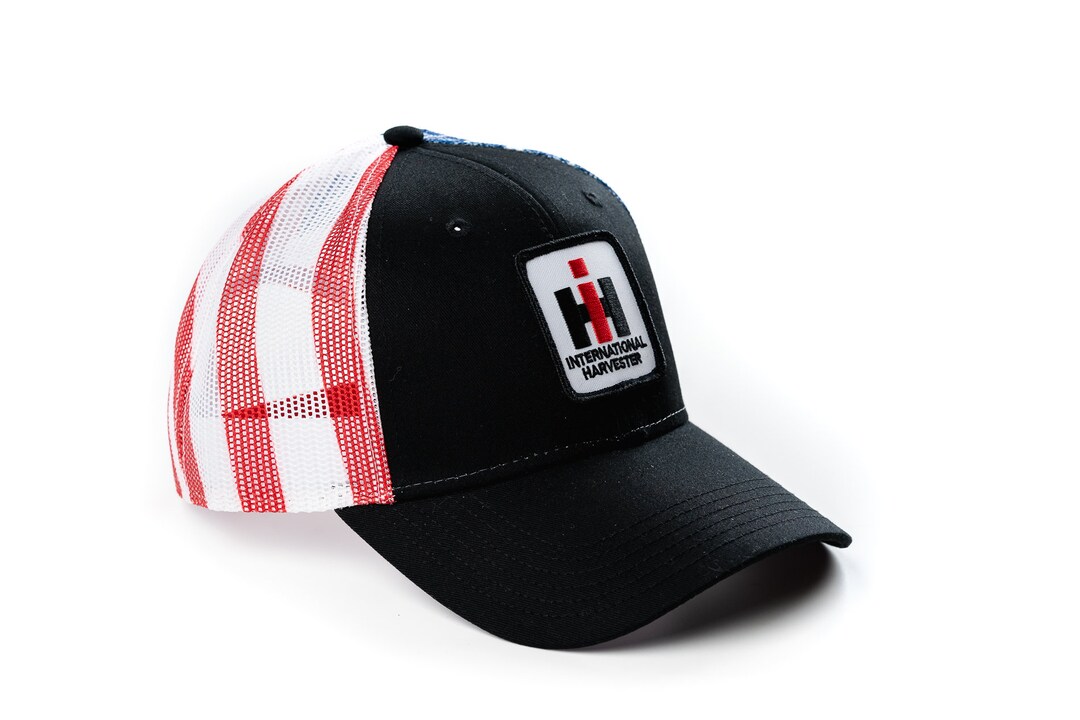 International Harvester IH Logo Hat, Black With Flag Mesh Back - Etsy