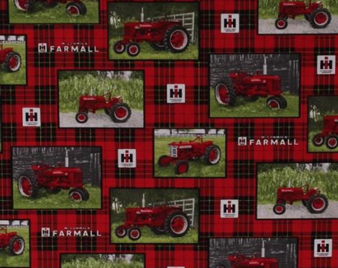 Farmall Tractor Fabric, Red Plaid - Etsy
