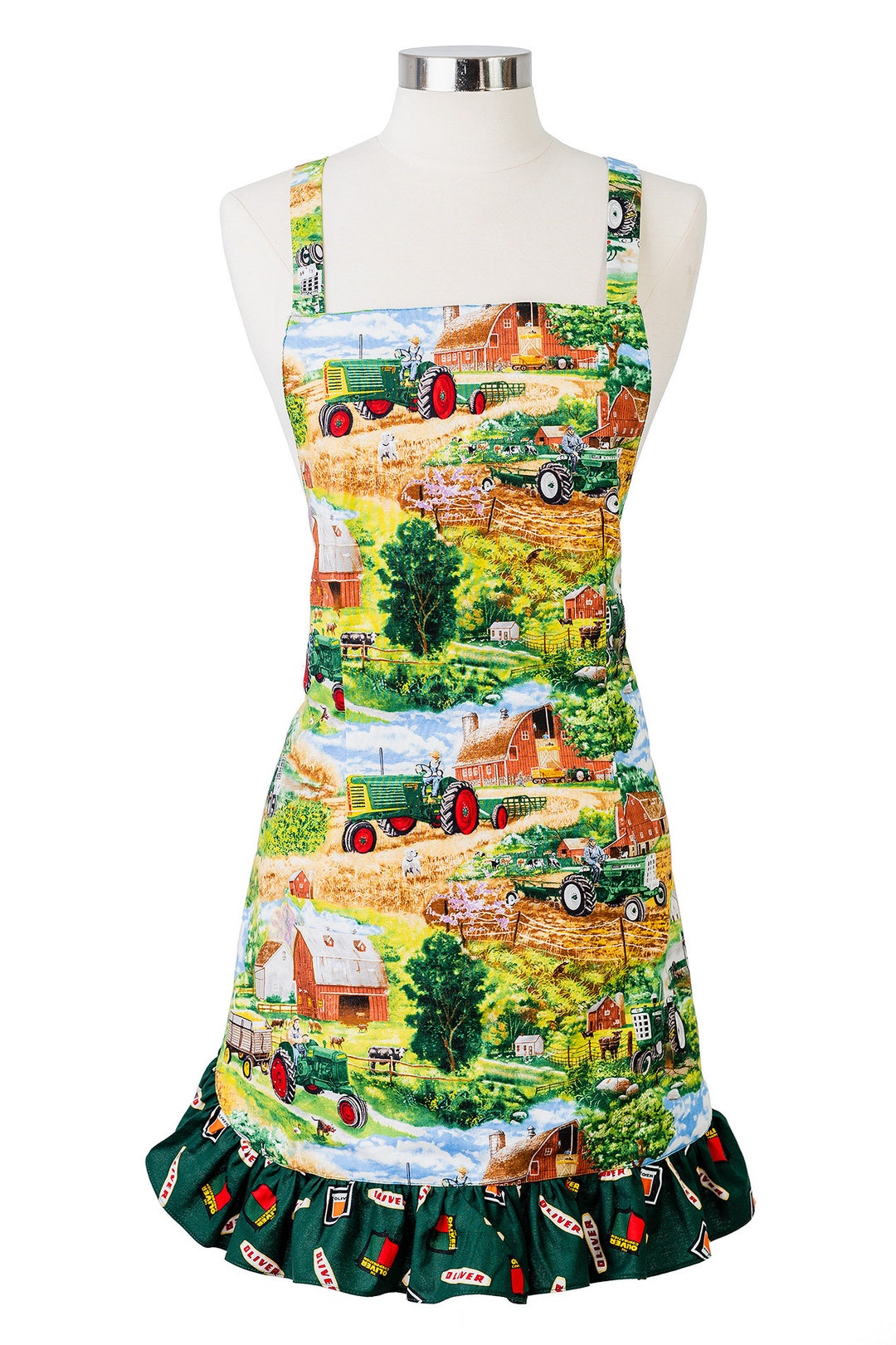 Ladies' Oliver Tractor Apron With Ruffle, Tractors and Logos - Etsy