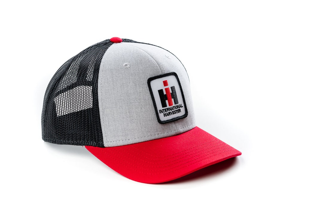 International Harvester IH Logo Hat, Heather Gray With Red Brim and ...