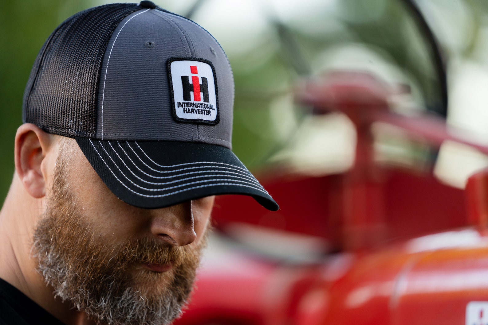 International Harvester IH Tractor Logo Hat, Gray With Black Mesh Back ...