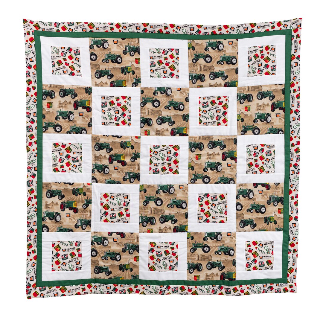 Oliver Tractor Baby Quilt, Tan - Etsy