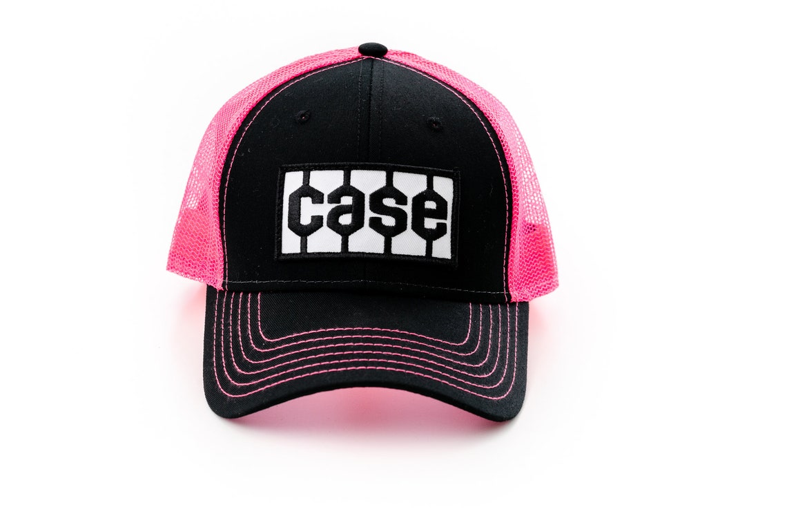 Case Tractor Logo Hat, Black With Pink Mesh Back, Tread Logo - Etsy