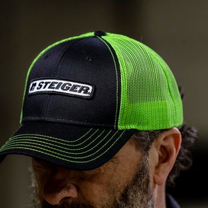Steiger Tractor Logo Hat, Black With Neon Mesh Back - Etsy