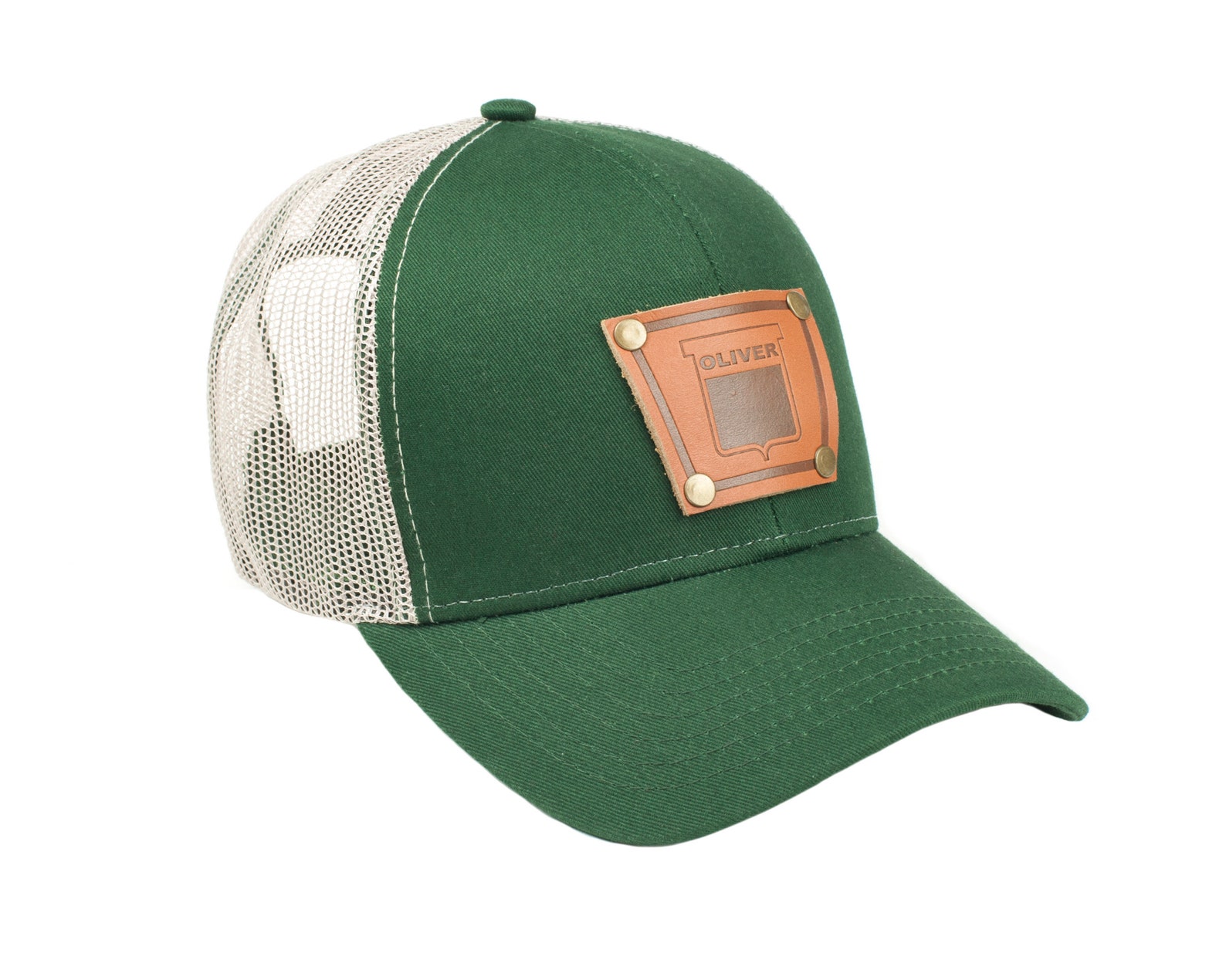 Keystone Oliver Logo Hat Leather Emblem Green Mesh - Etsy