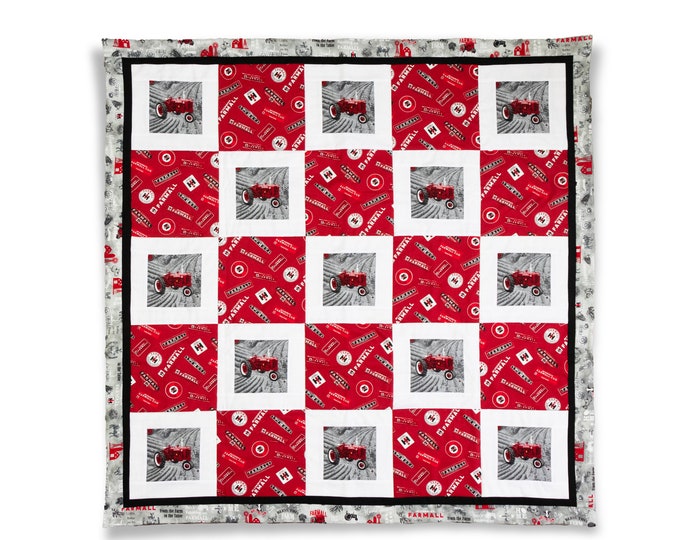 Farmall IH Tractor Baby Quilt, Red and Gray - Etsy