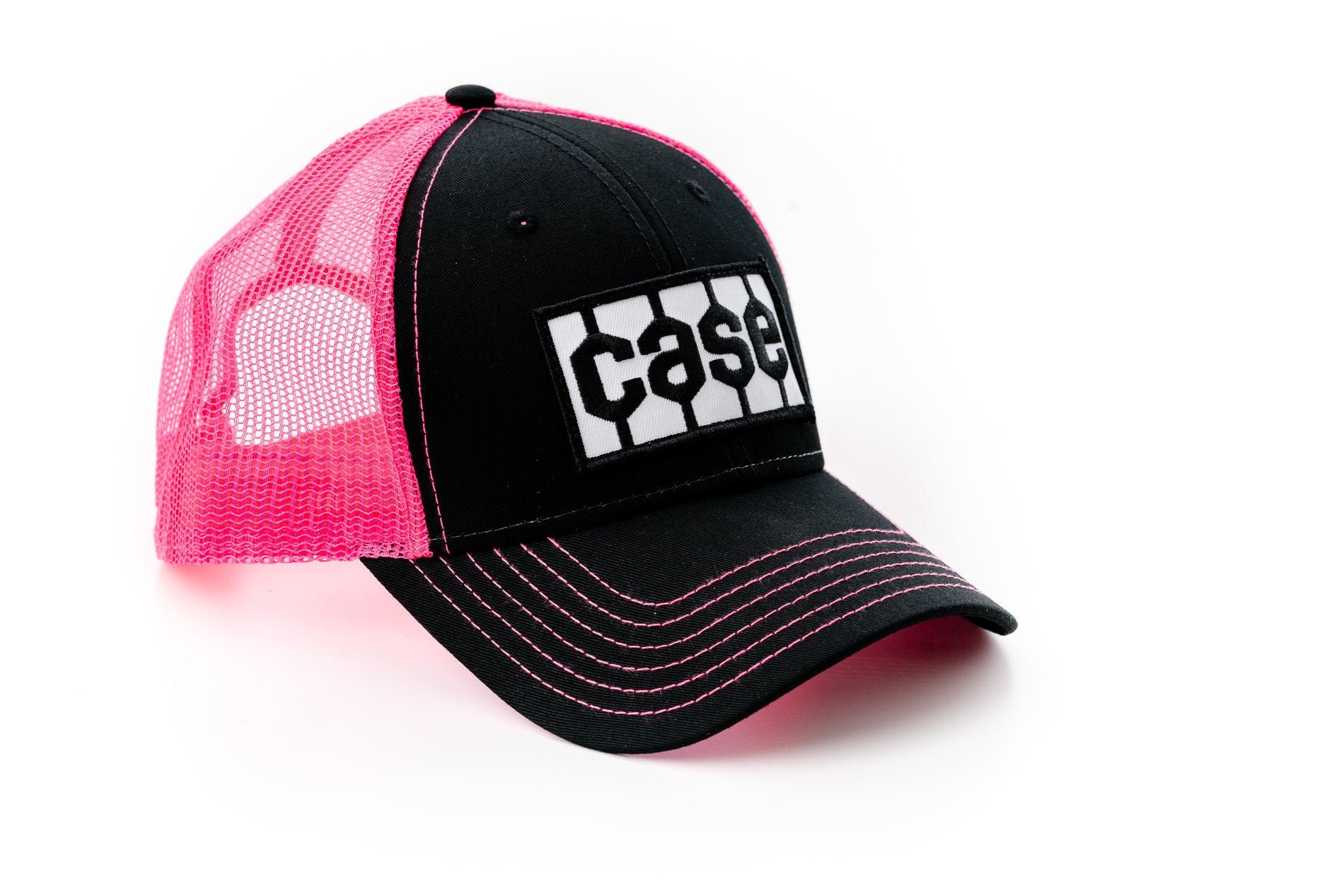 Case Tractor Logo Hat, Black With Pink Mesh Back, Tread Logo - Etsy