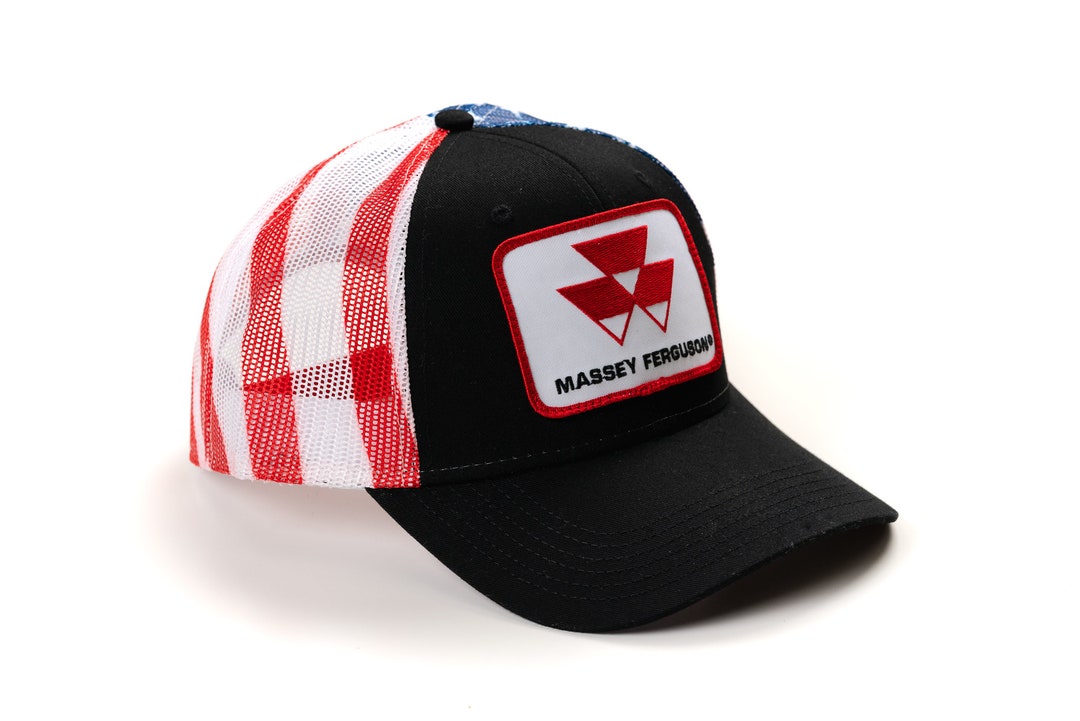 Massey Ferguson Logo Hat Black With Flag Mesh Back Etsy