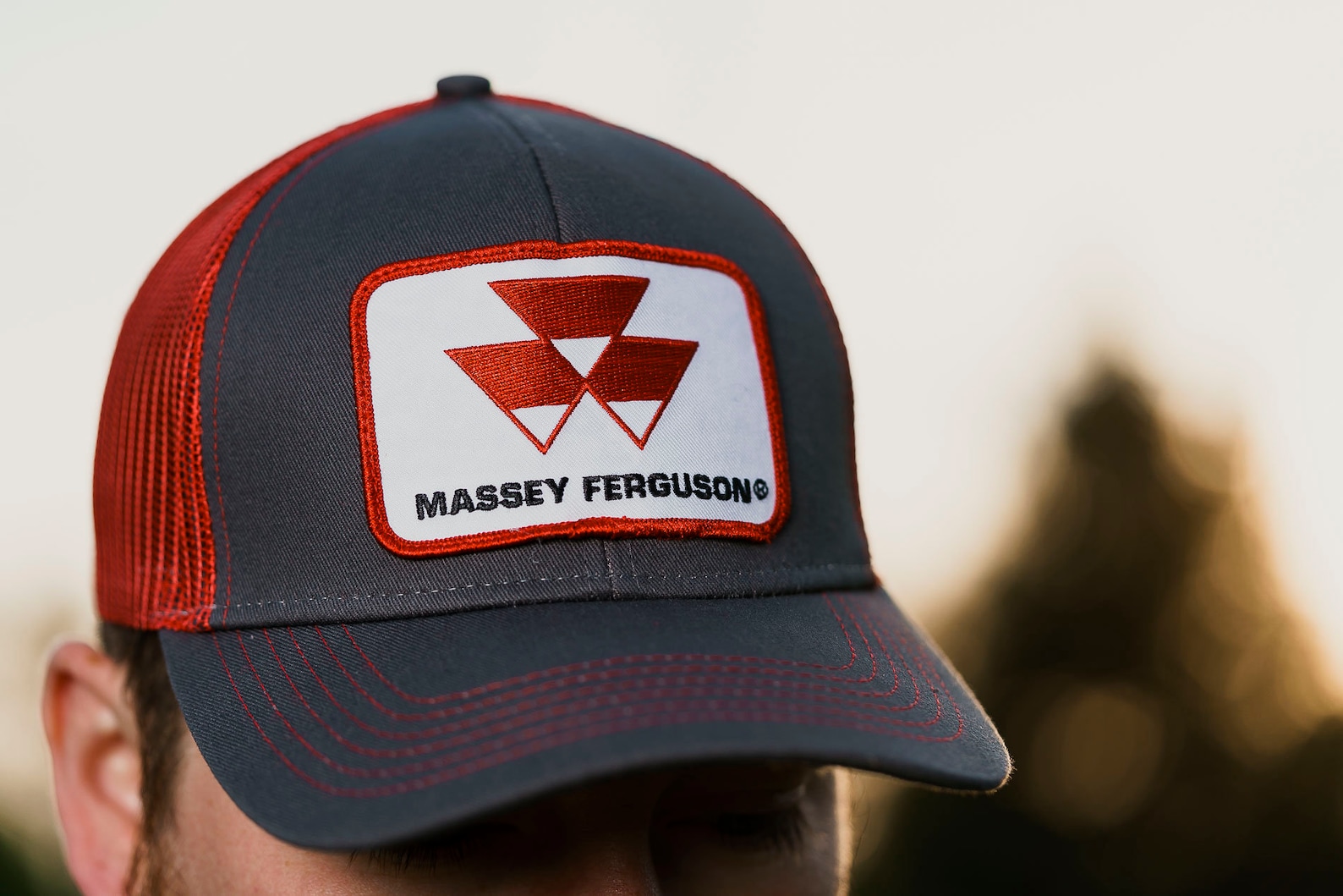 Massey Ferguson Tractor Logo Hat Gray With Red Mesh Back - Etsy