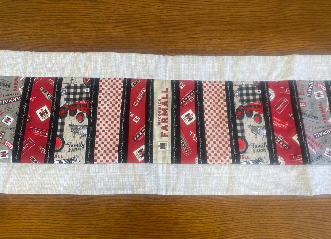 Farmall/ih Table Runner With Barbed Wire Accents - Etsy