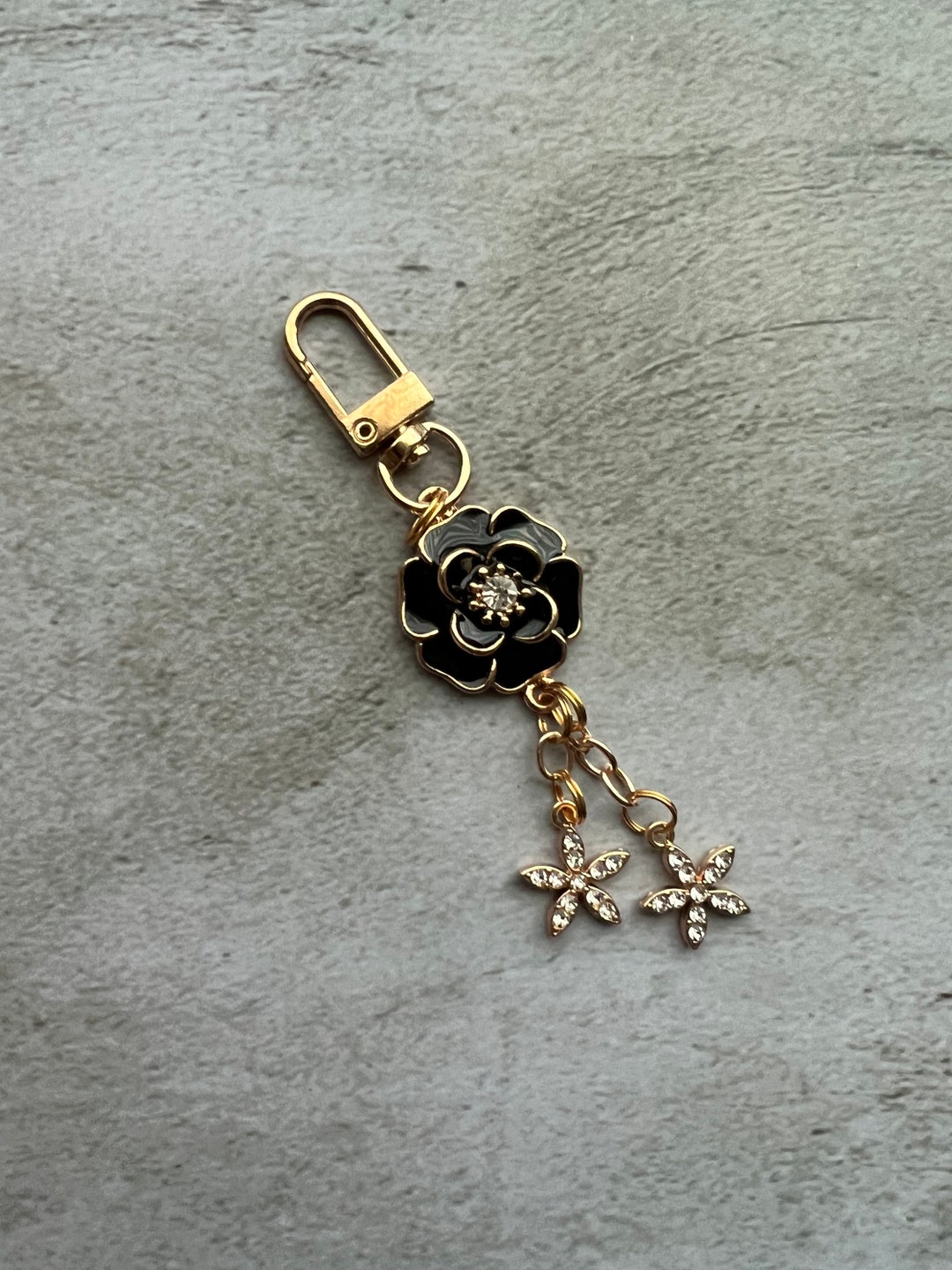 Black Flower Charm, Handmade Gift for Her - Etsy
