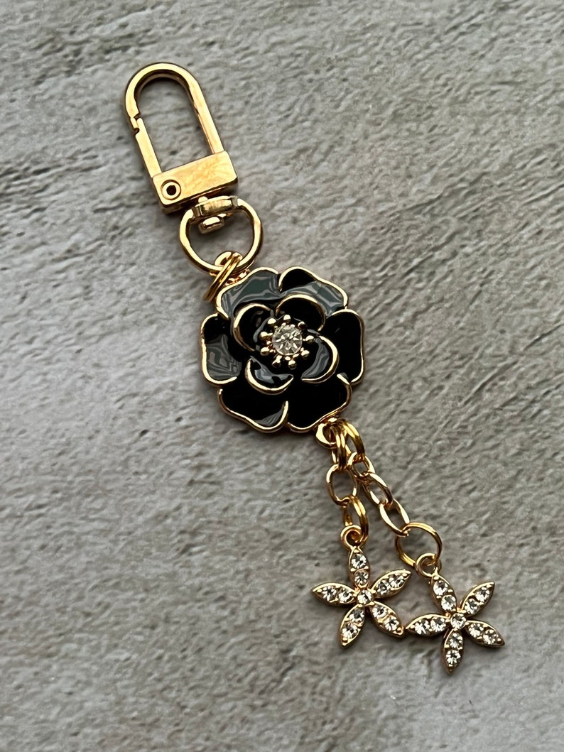 Black Flower Charm, Handmade Gift for Her - Etsy