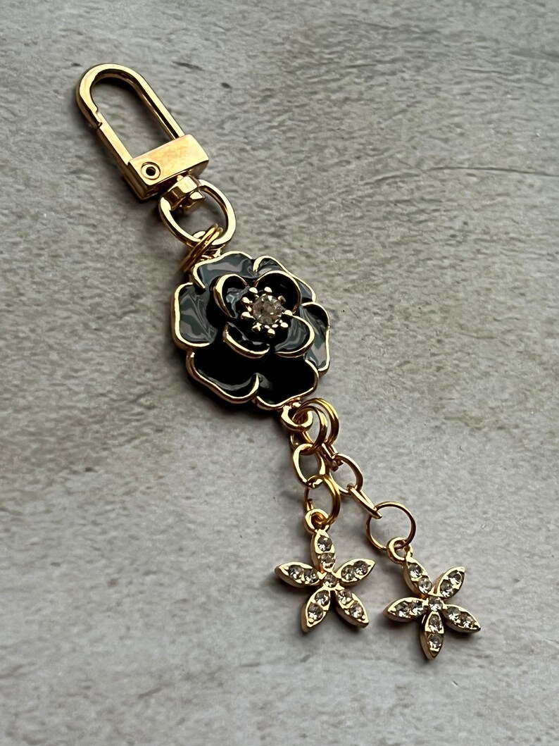 Black Flower Charm, Handmade Gift for Her - Etsy