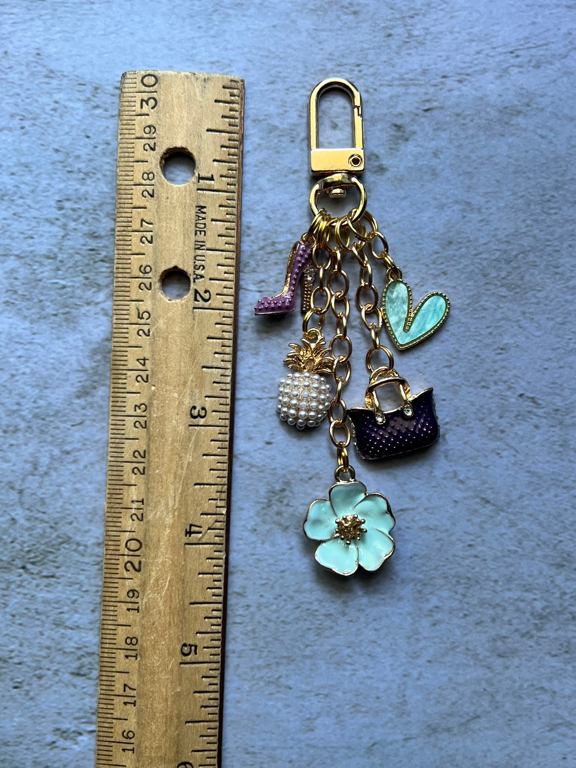 Purse Charm With Purple and Blue Charms - Etsy