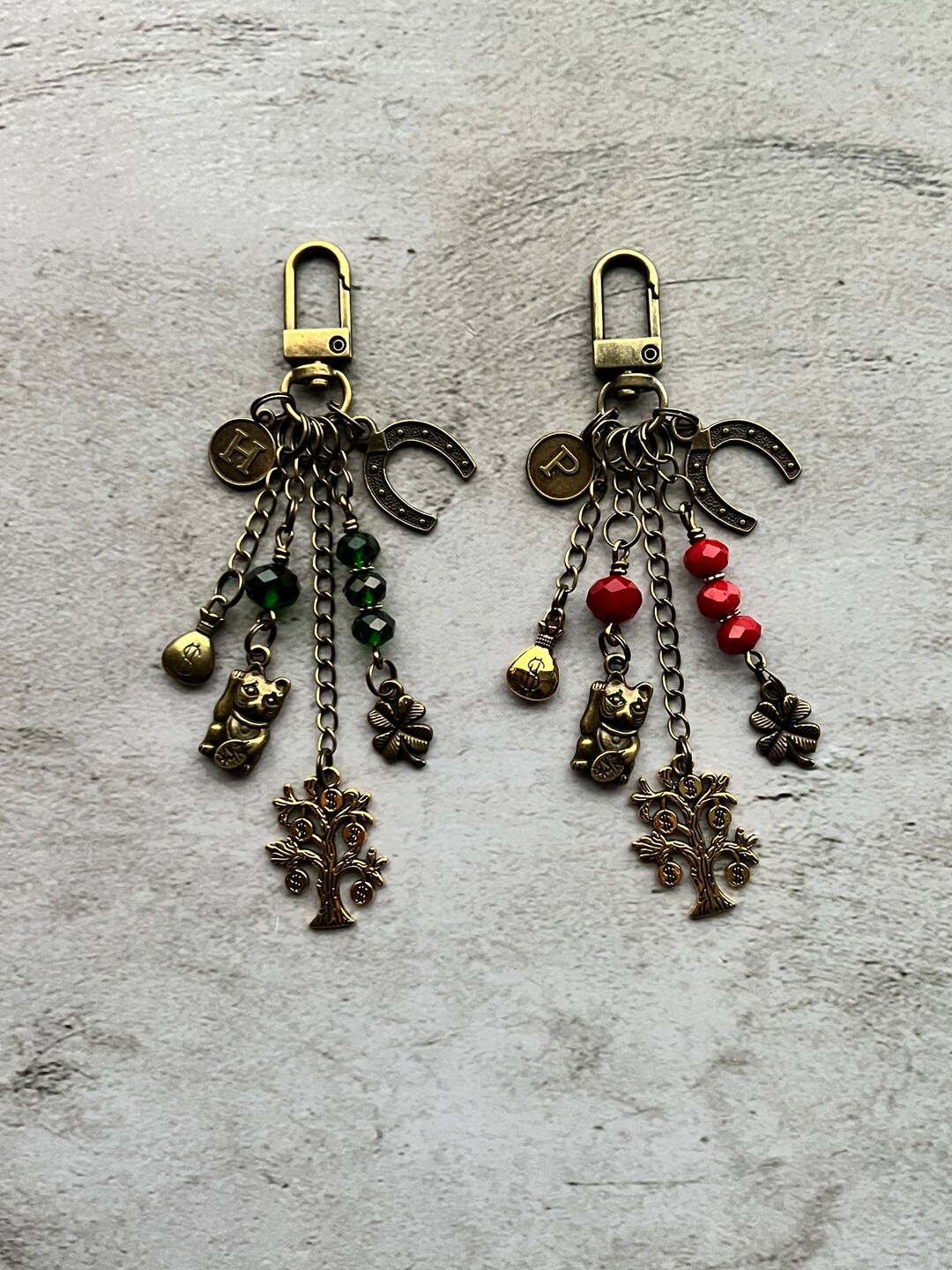 Good Luck Charm Personalized, Red or Green Beads - Etsy