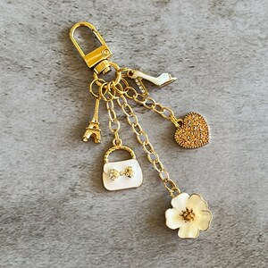 Handbag Charm With White and Gold Charms Handmade - Etsy