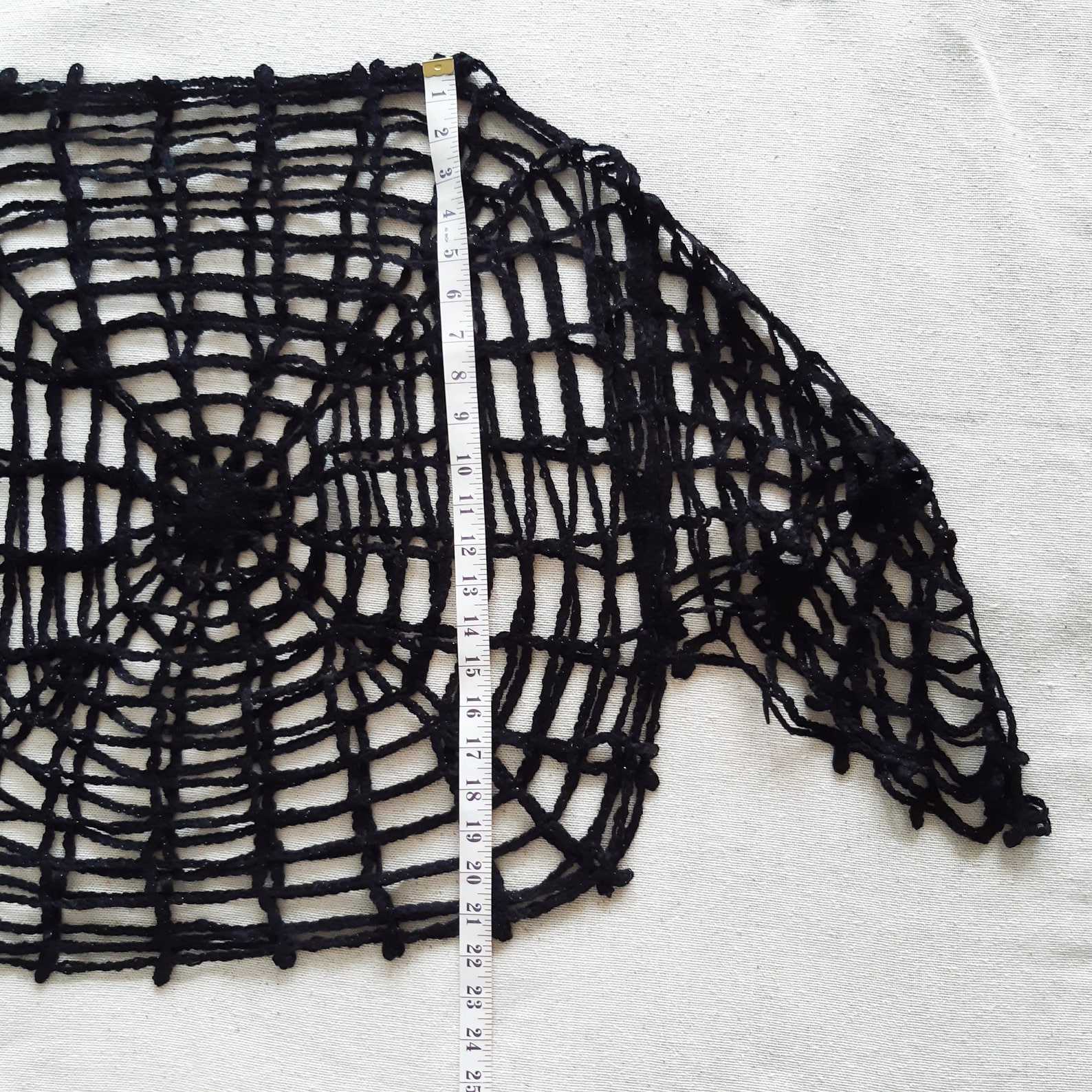 Halloween Outfit Black Spider Web Poncho Cape & Mittens Size S-M Gothic ...