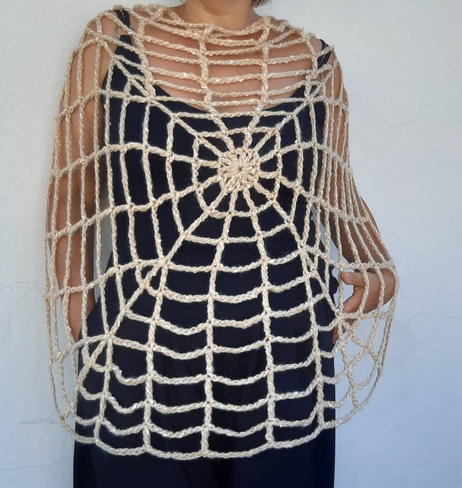 Cosplay Costume Spiderweb Cape Spider Web Beige Shawl - Etsy