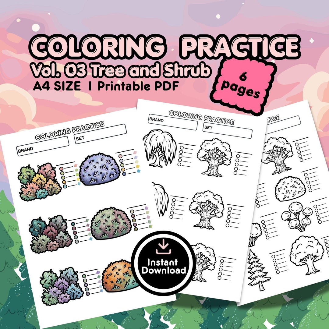 Coloring Practice Vol 03 Trees And Bushes Nature Color Swatch