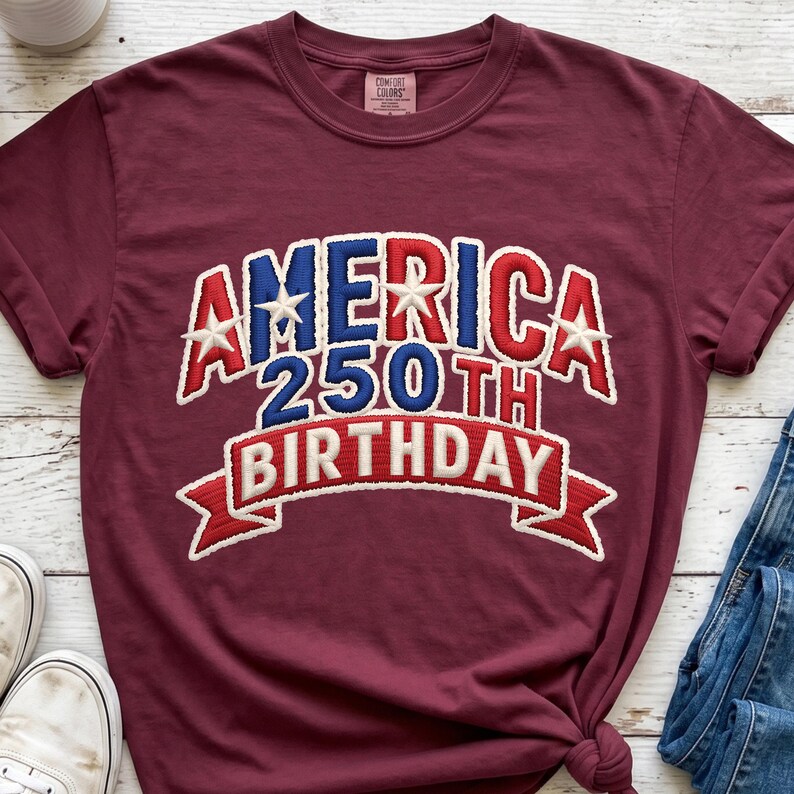America 250th Birthday PNG, Patriotic Embroidery Style Sublimation ...