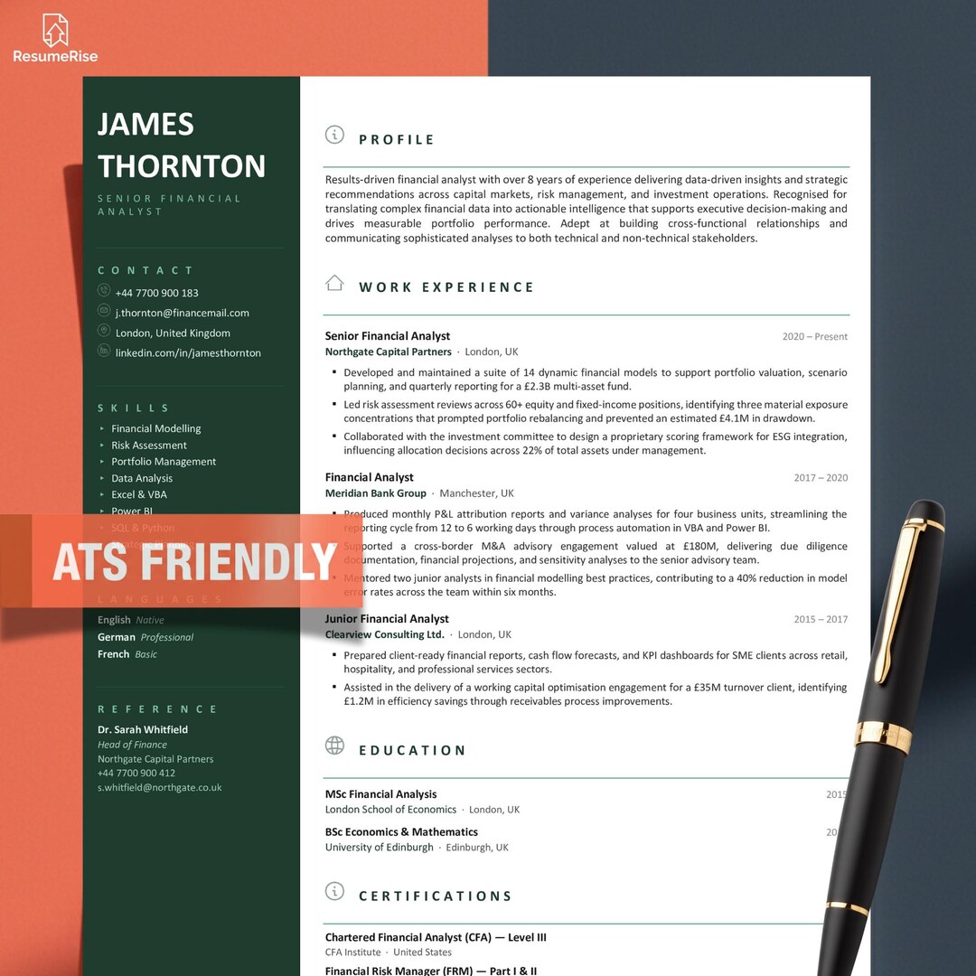 ATS Friendly Resume Template – Professional CV With Cover Letter ...
