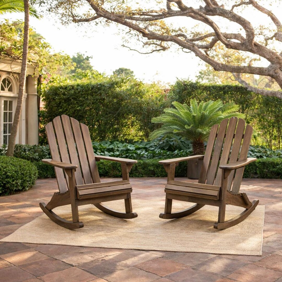 Acacia Wood Outdoor Patio Rocker, Adirondack Rocking Chair, Weather ...