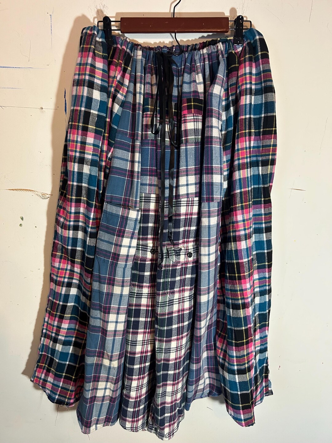 One Size Fits Most Upcycled Plaid Shirt Skirt - Etsy