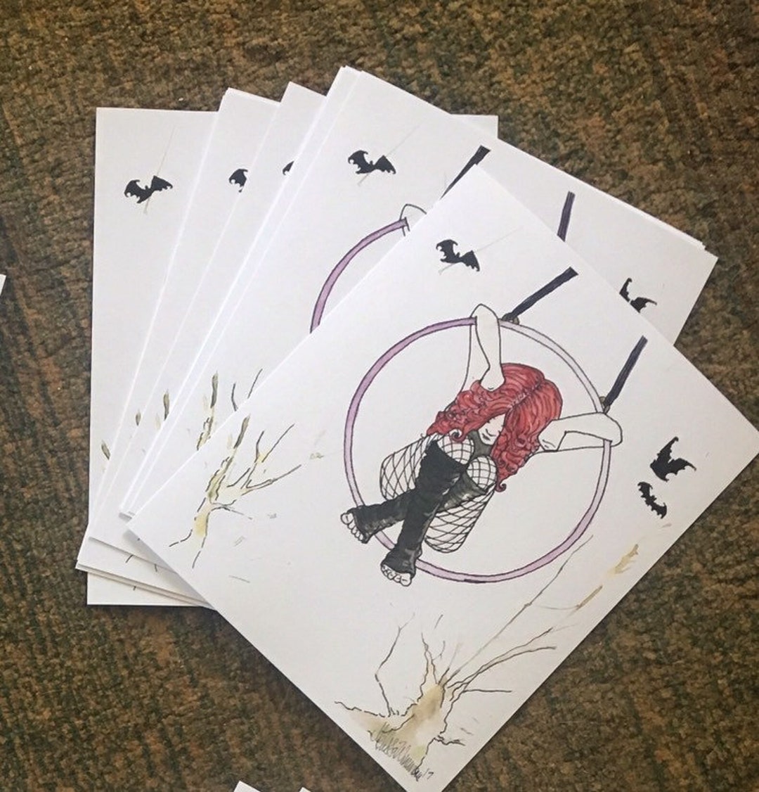 Aerial Hoop With Bats Print - Etsy