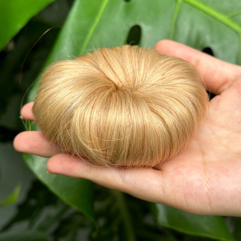 Human Hair Messy Bun, Honey Ash Blonde Scrunchie for Thin Hair - Etsy