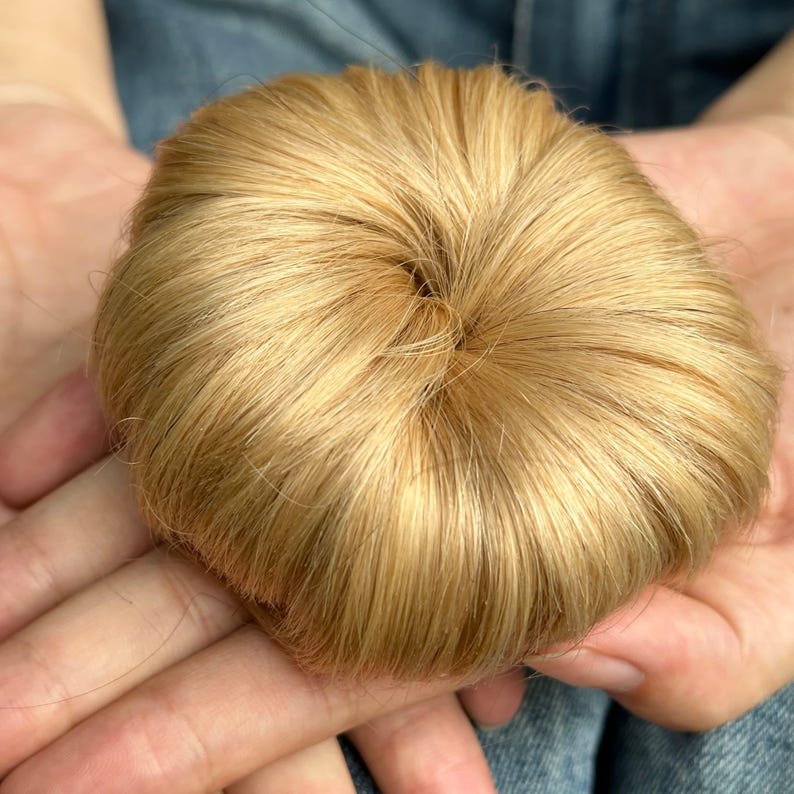 Human Hair Messy Bun, Honey Ash Blonde Scrunchie for Thin Hair - Etsy