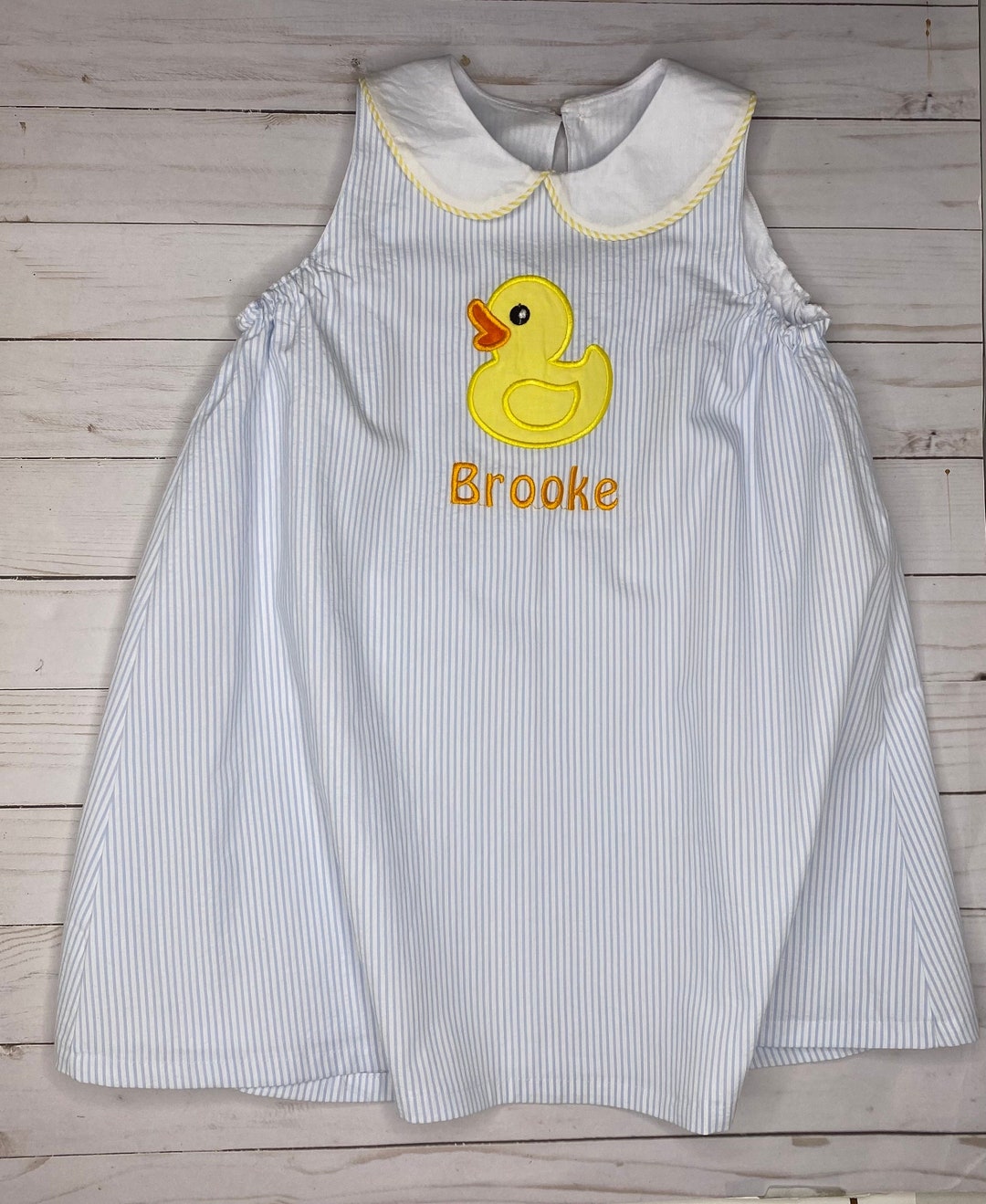 FRANCES Girls Blue Yellow Rubber Duckie Duck Ducky Dress Vintage Swing ...