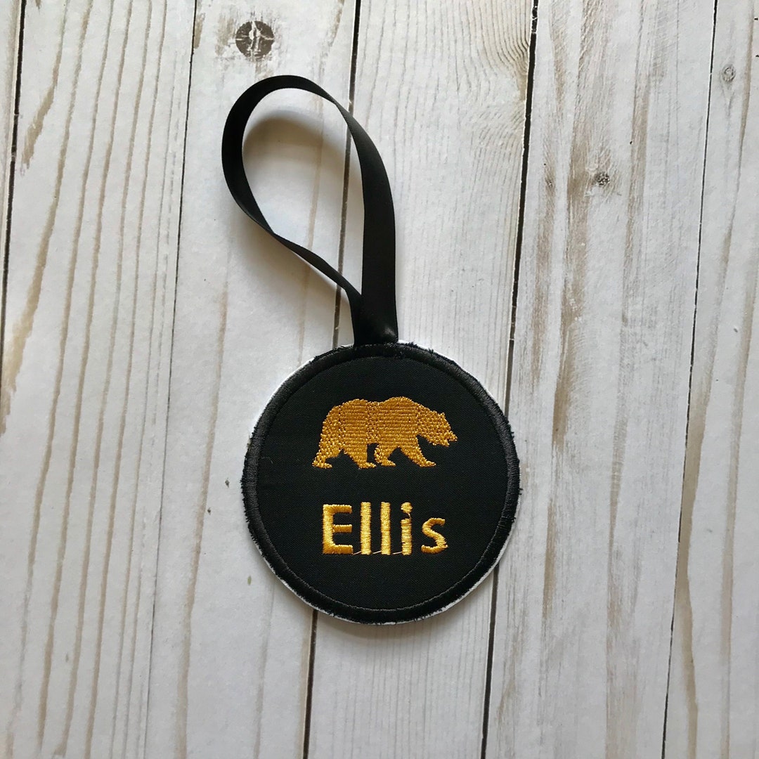 Black and Brown Bear Name Tag / Bear Luggage Tag / Personalized Bear ...